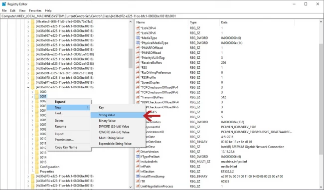 Change MAC address through the registry